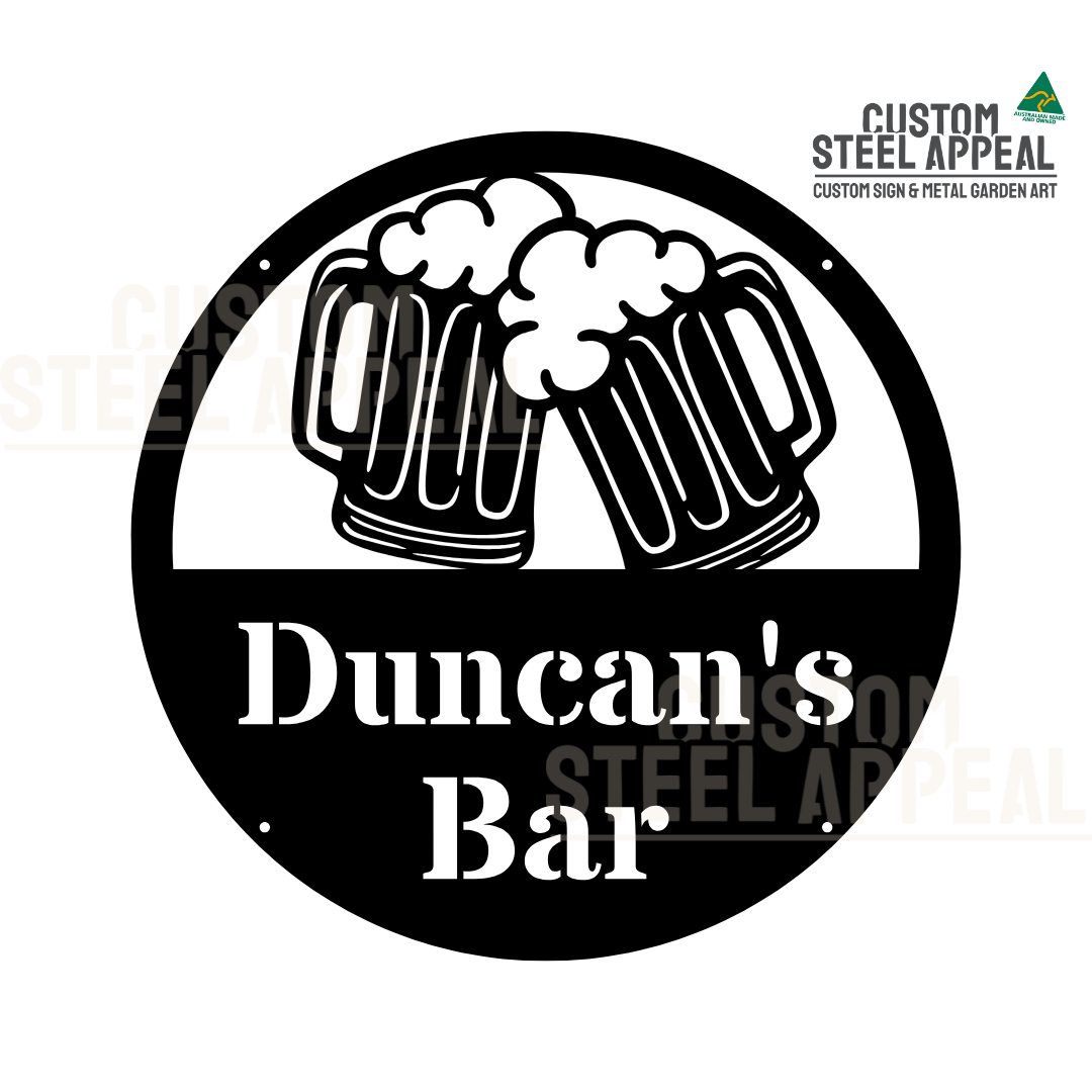 Round Beer Stein Bar Sign – Custom Steel Appeal