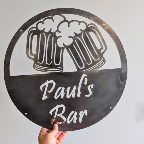 Round Beer Stein Bar Sign – Custom Steel Appeal