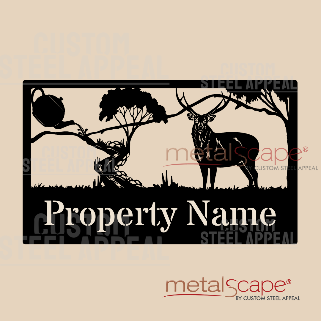 Sambar Deer, Teapot, Mountain & Creek - Farm Property Sign – Custom ...