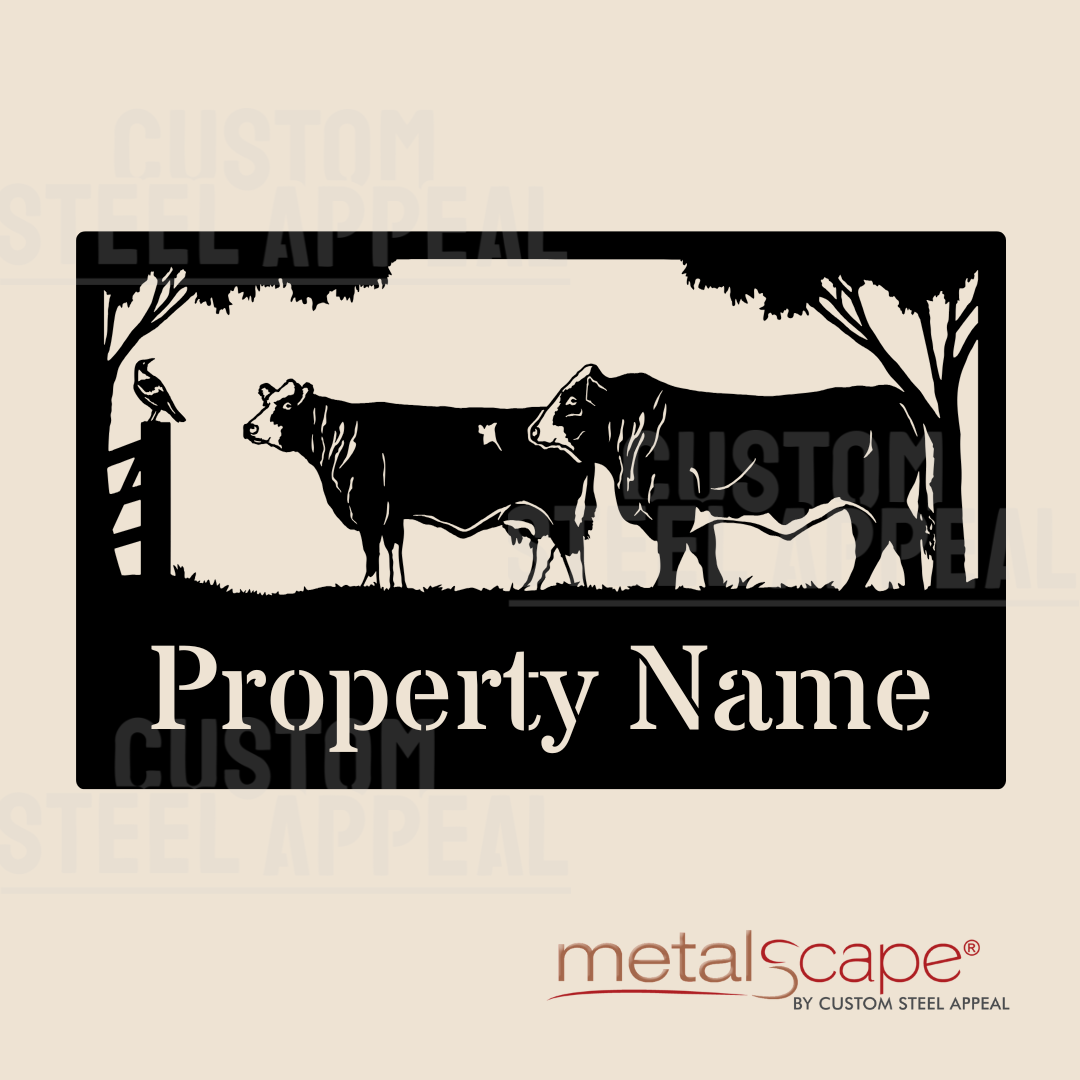 Simmental Bull & Cow - Farm Property Sign – Custom Steel Appeal