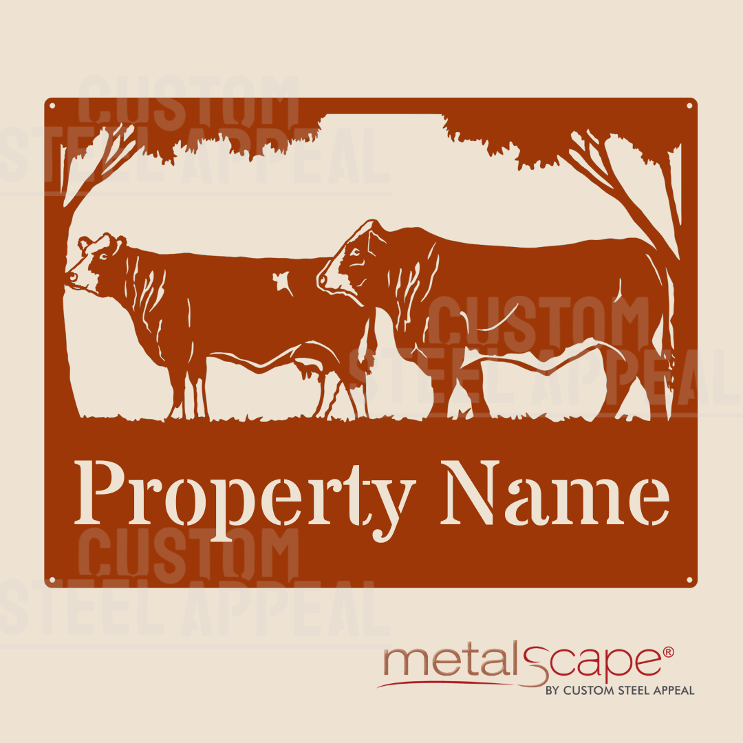 Simmental Bull & Cow - Farm Property Sign – Custom Steel Appeal