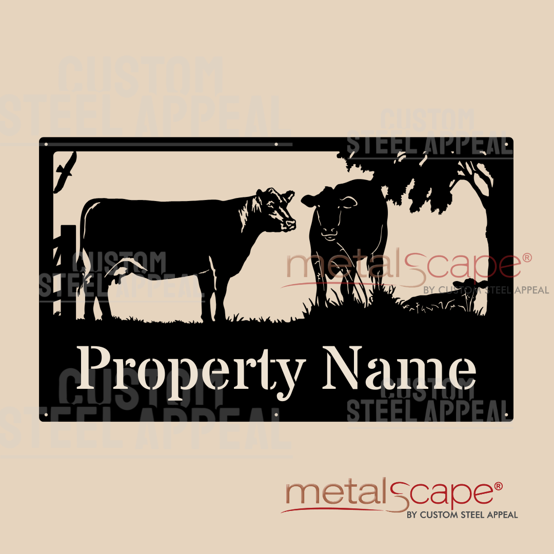 Two Cows & Calf - Farm Property Sign – Custom Steel Appeal