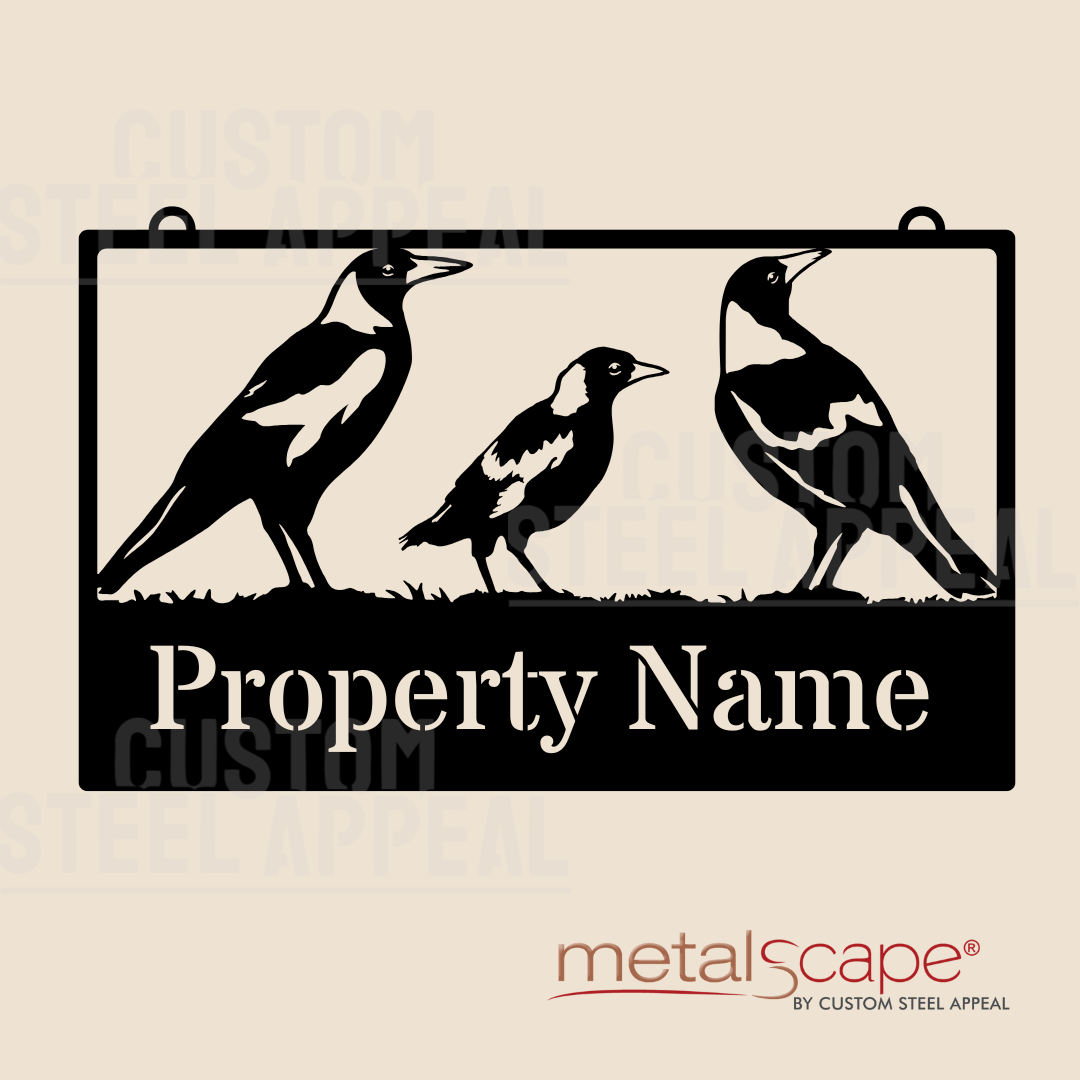 Three Magpies - Farm Property Sign – Custom Steel Appeal