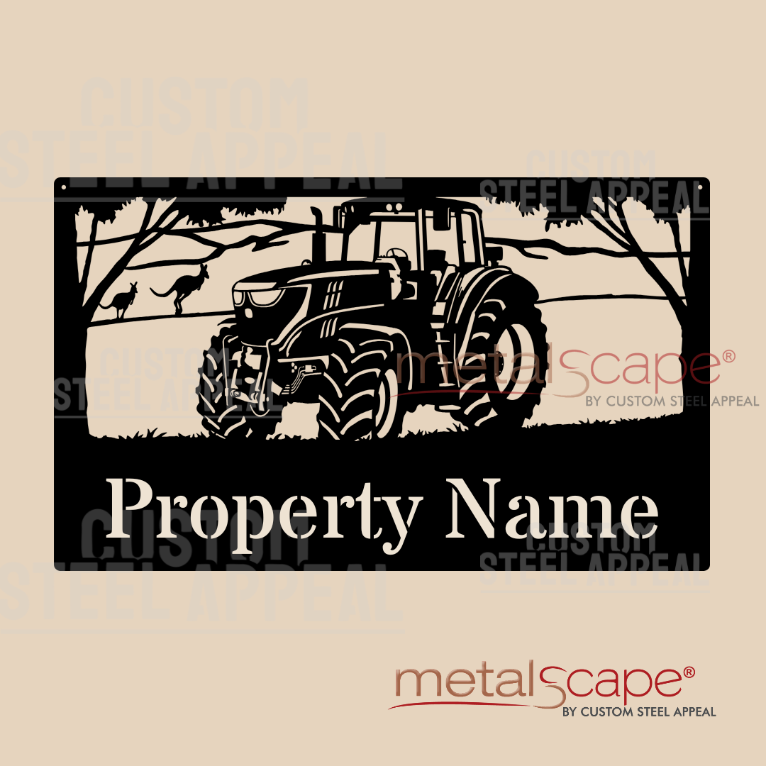 Tractor and Mountains - Farm Property Sign – Custom Steel Appeal