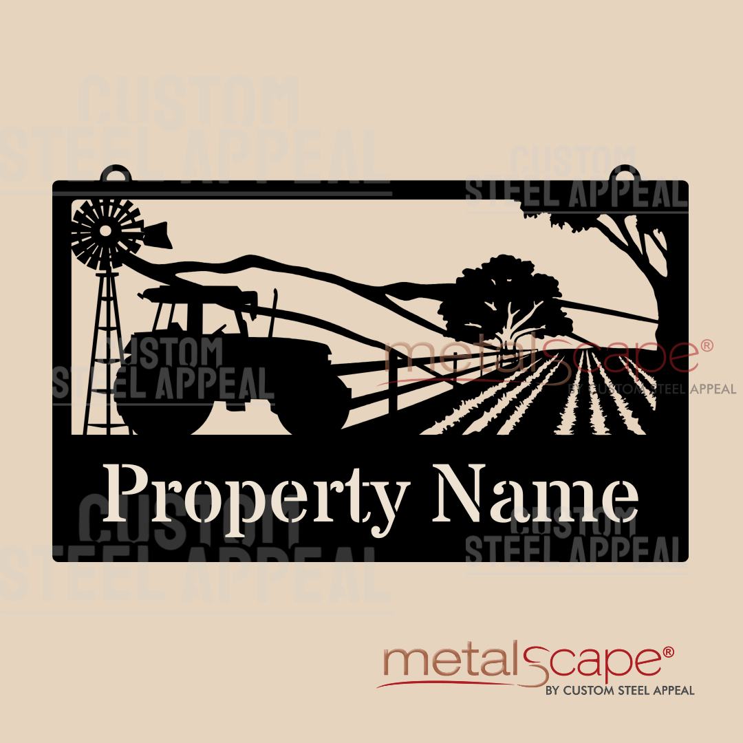 Tractor, Windmill and Farm Crops - Farm Property Sign – Custom Steel Appeal
