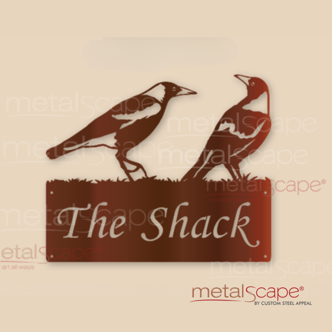 Two Magpies Plaque - Farm Property Sign – Custom Steel Appeal