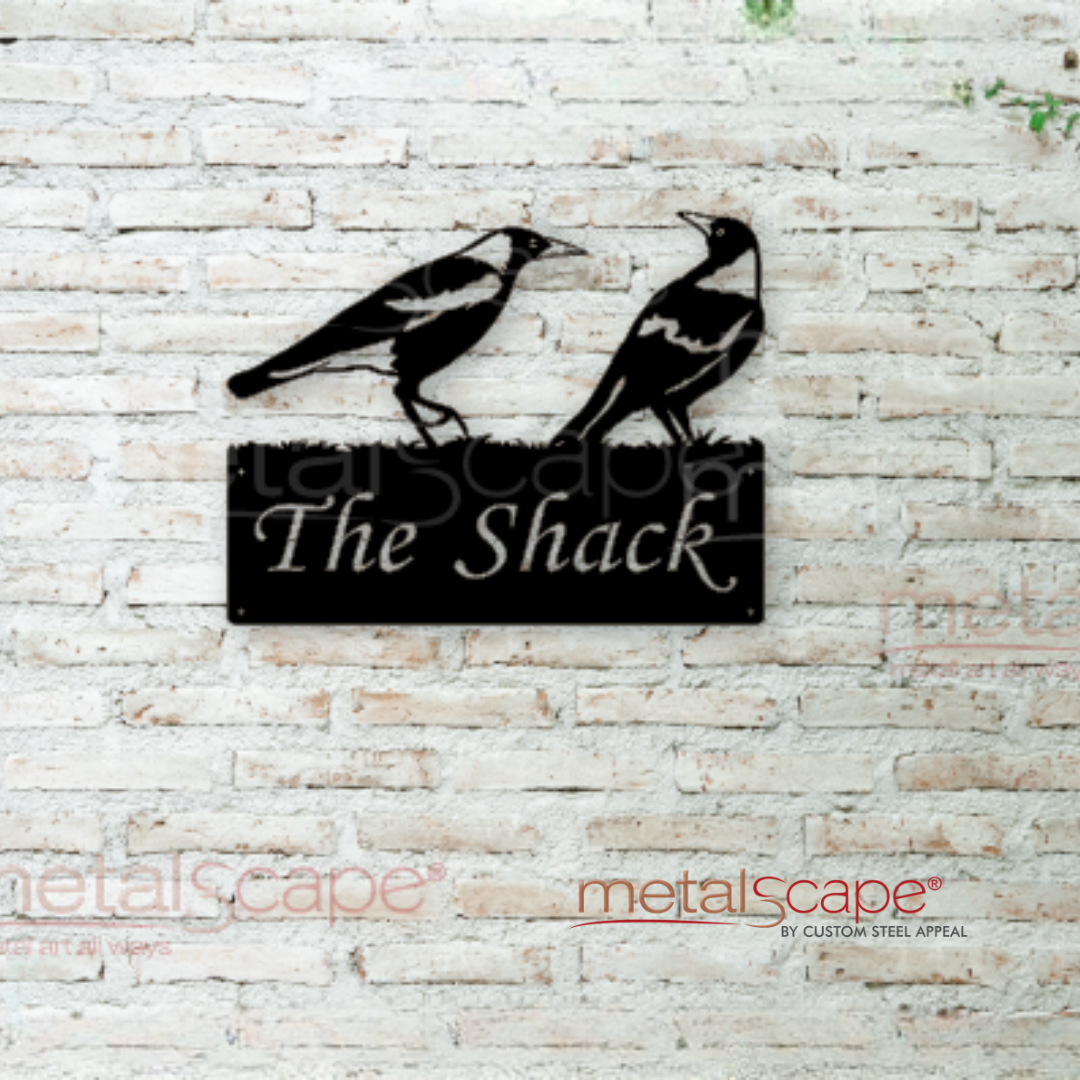 Two Magpies Plaque - Farm Property Sign – Custom Steel Appeal