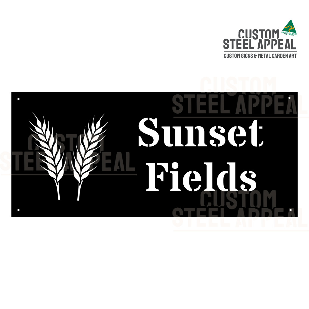 Wheat Stalks Property Sign | Custom Steel Appeal