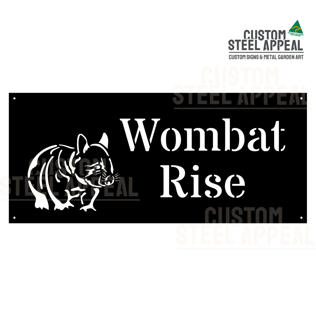 Wombat Australian Fauna Property Sign | Custom Steel Appeal