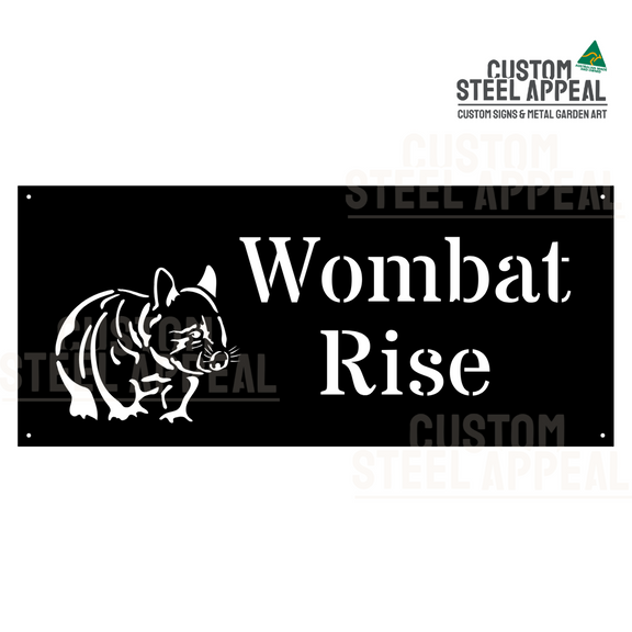 Wombat Australian Fauna Property Sign | Custom Steel Appeal