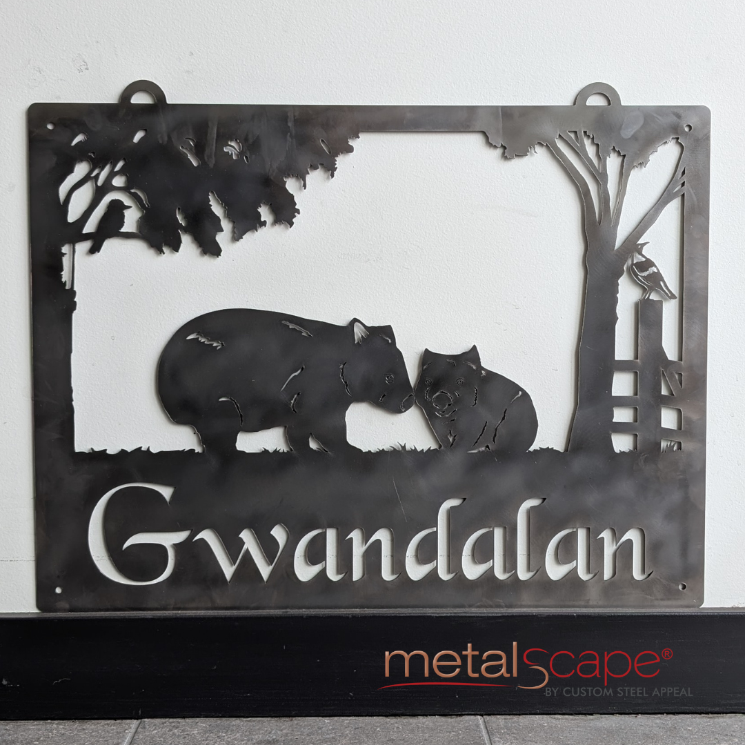 Wombat & Joey - Farm Property Sign – Custom Steel Appeal