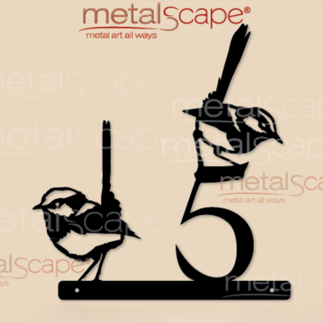House Number with Two Wrens Plaque – Custom Steel Appeal
