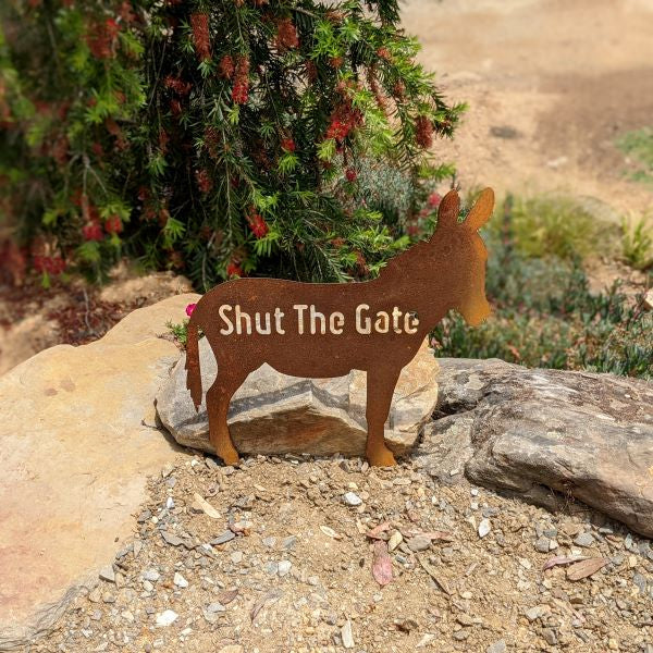 Shut the Gate Donkey Sign | Custom Made Metal Property Sign – Custom ...