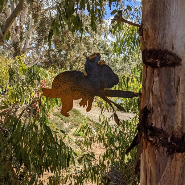 Sleepy Koala Metal Garden Art | Custom Steel Appeal