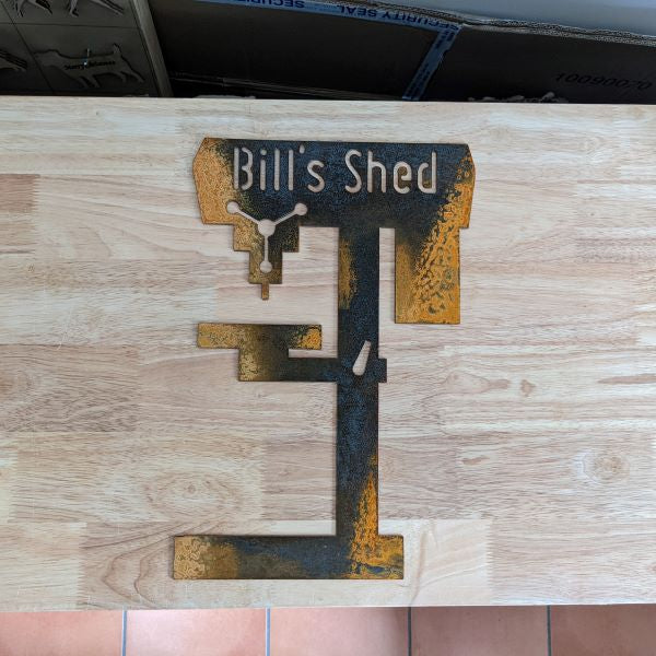 Drill Press Shed Sign – Custom Steel Appeal