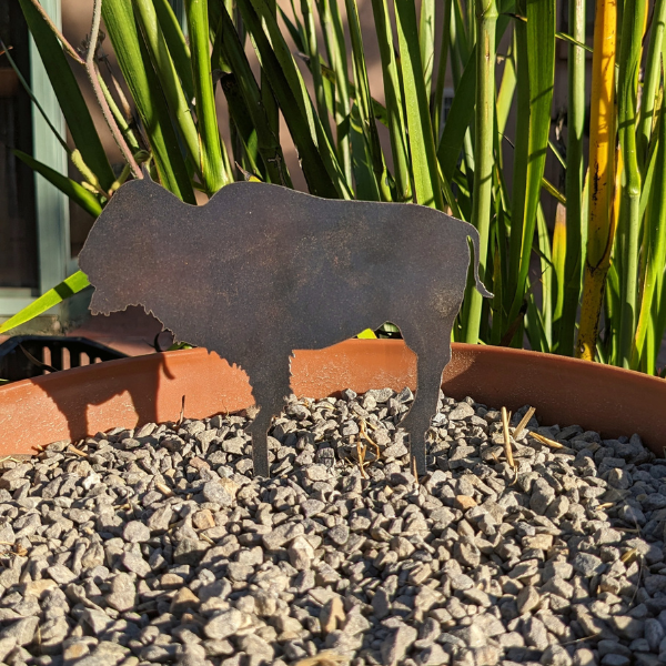 Mini Bison | Small Safari Animal Pot Plant Decoration – Custom Steel Appeal