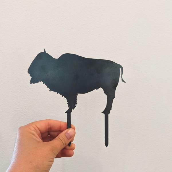 Mini Bison | Small Safari Animal Pot Plant Decoration – Custom Steel Appeal