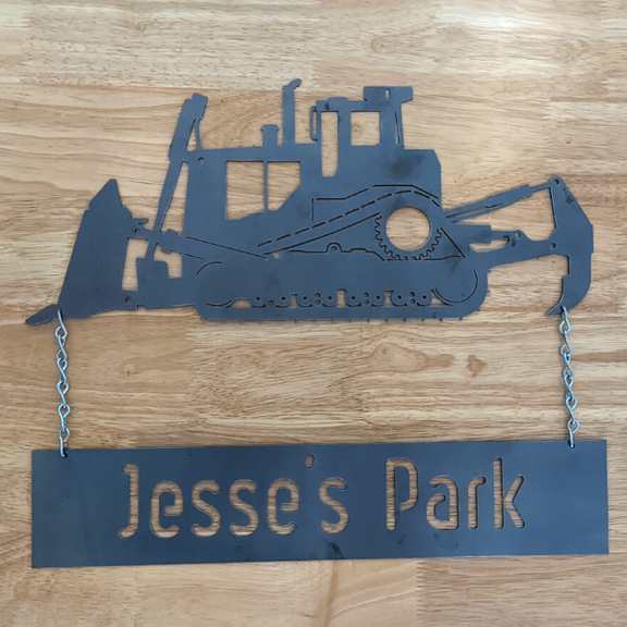 Bulldozer Shed Sign – Custom Steel Appeal