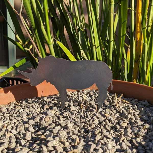 Mini Rhino | Small Safari Animal Pot Plant Decoration – Custom Steel Appeal