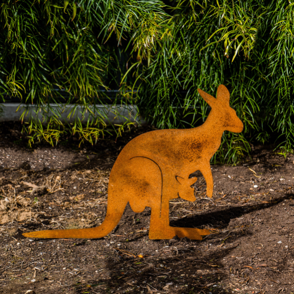 Mama Kangaroo Metal Garden Art | Custom Steel Appeal